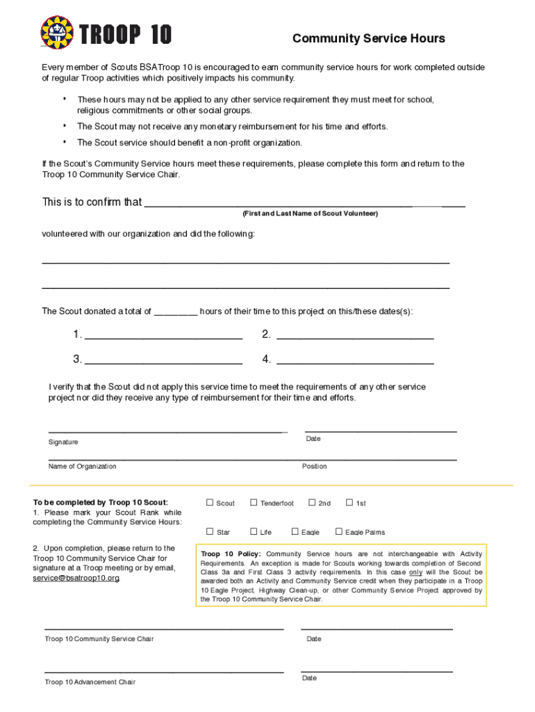 Fillable Online Ask the Expert: Can Scouts earn service hours outside ...