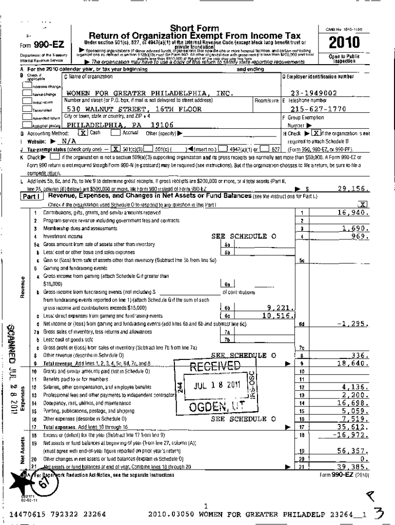 Fillable Online Fillable Online 990-EZ Form Short Form Return of Organization ... Fax Email ...