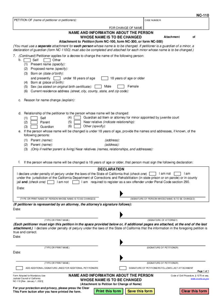 2023-2025 Form CA NC-110 Fill Online, Printable, Fillable, Blank ...