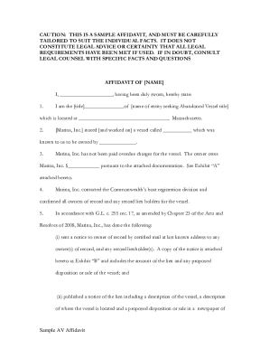 Fillable Online this is a sample affidavit, and must be carefully ...