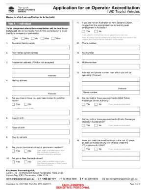 Fillable Online Application for an Operator Accredtation - 4WD Tourist Vehicles. Application for ...