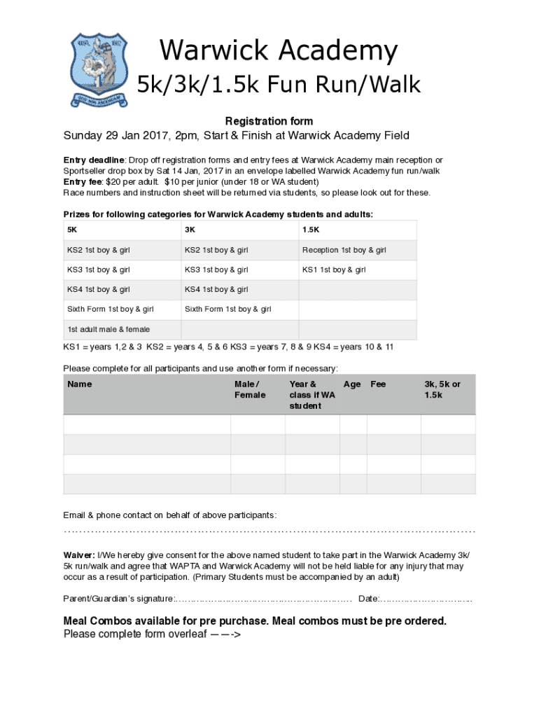 Fillable Online Warwick entry form Fax Email Print - pdfFiller