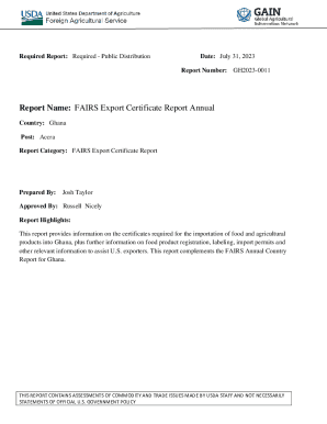 Fillable Online FAIRS Export Certificate Report - usda-eu.org Fax Email ...