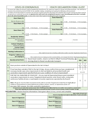 Fillable Online COVID-19 CORONAVIRUS HEALTH DECLARATION FORM Fax Email ...