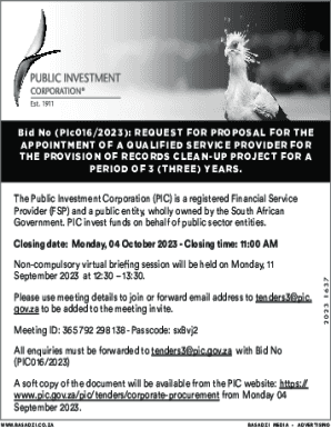 Fillable Online Notice of Intent and Request for Information ...