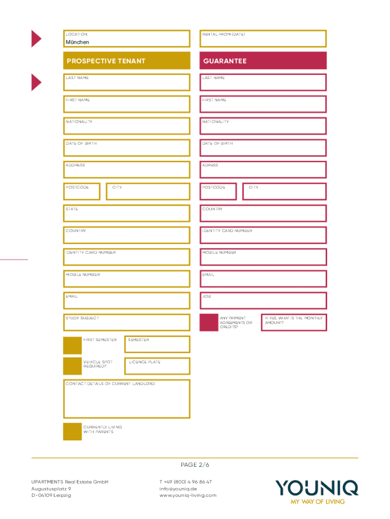 Fillable Online Prospective Tenant Application Form Template Fax Email ...