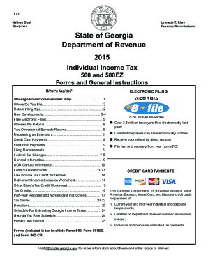 Fillable Online 2015 Individual Income Tax - Georgia Department of ...