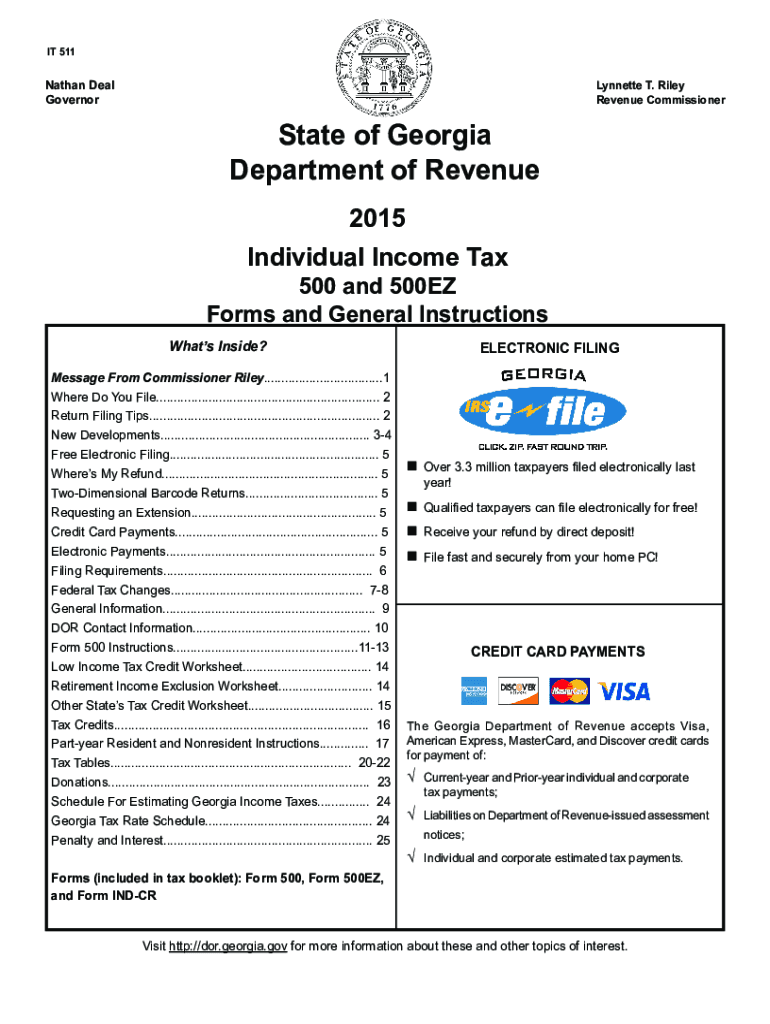 Fillable Online 2015 Individual Income Tax - Georgia Department of ...