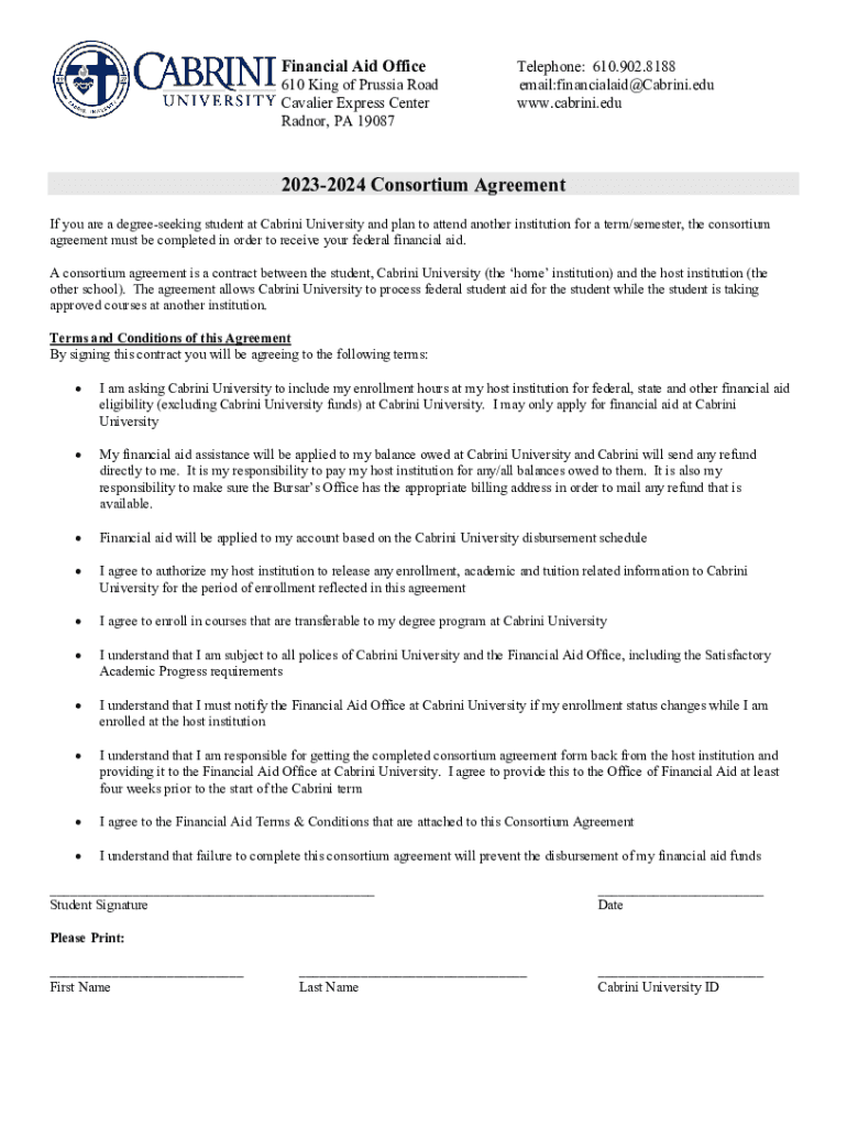 Fillable Online 2023-2024 Consortium Agreement Fax Email Print - pdfFiller