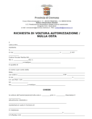 Compilabile Online RICHIESTA DI AUTORIZZAZIONE ALL'INSTALLAZIONE ... Fax Email Stampa - pdfFiller