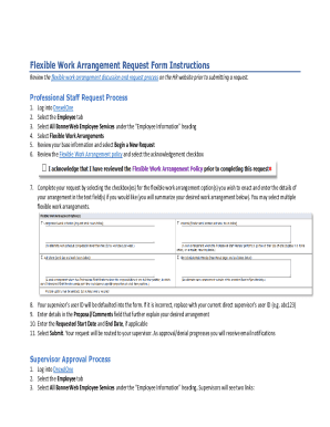 Fillable Online Flexible Work Arrangement Request Form Instructions Fax ...