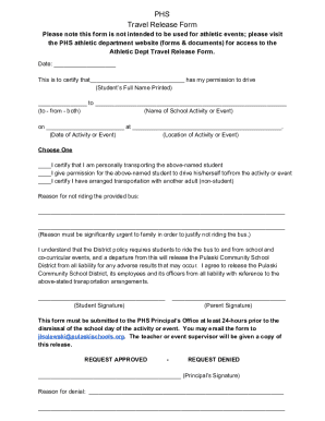 Fillable Online Physical Forms, Travel Release Forms, Athletic ...