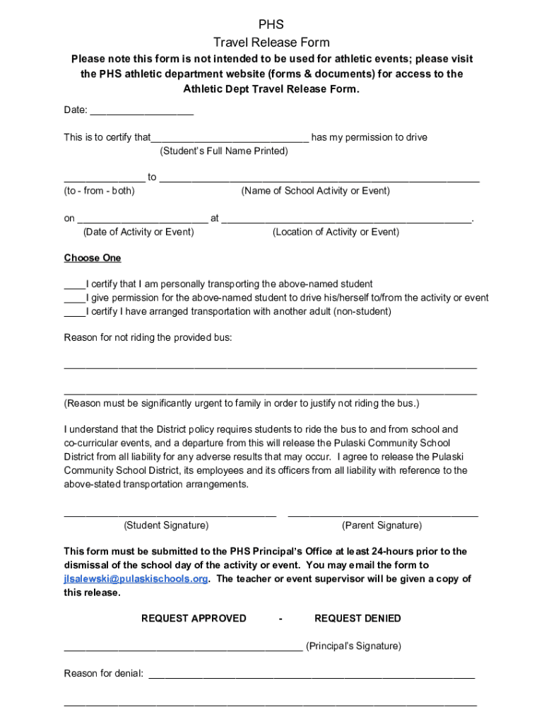 Fillable Online Physical Forms, Travel Release Forms, Athletic ...