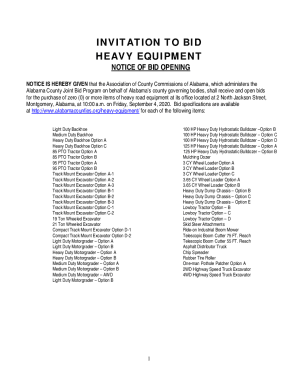 Fillable Online Fillable Online INVITATION TO BID HEAVY EQUIPMENT Fax Email Print - pdfFiller