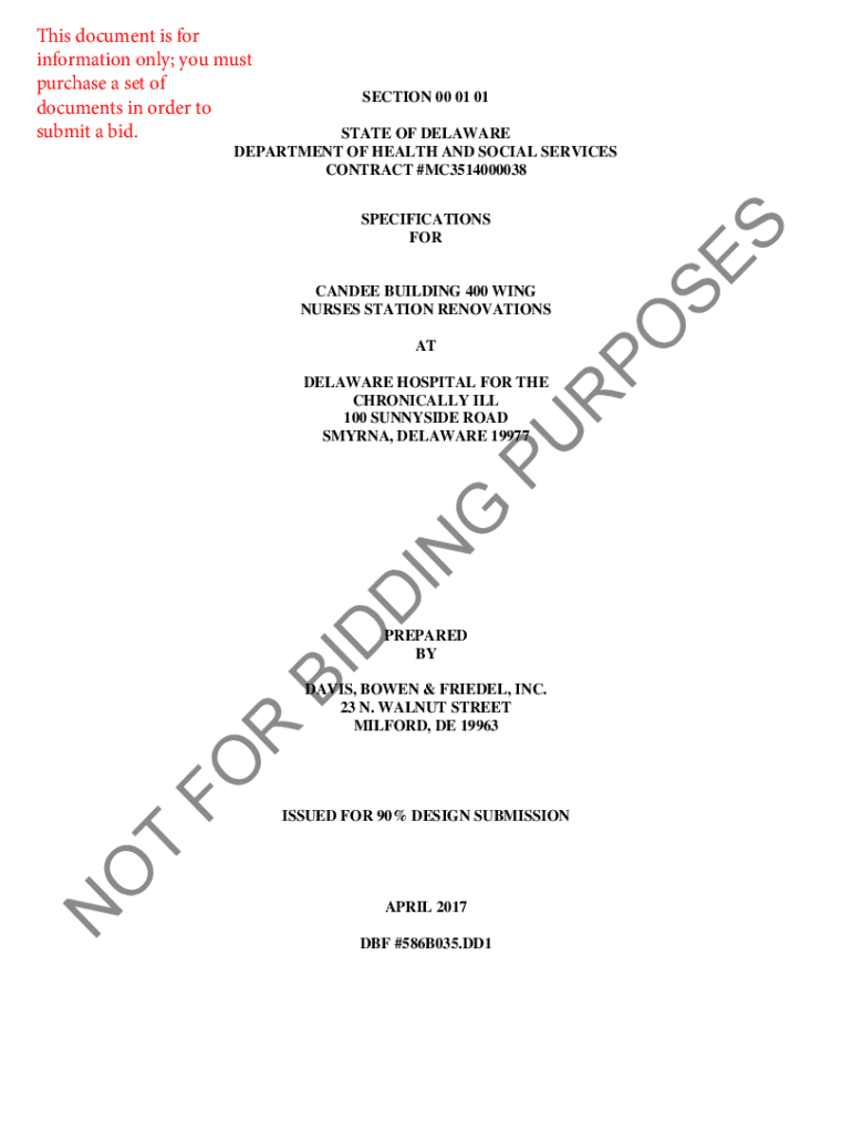 Fillable Online bidcondocs delaware SECTION 00 01 01 STATE OF DELAWARE OFFICE OF ... Fax Email ...