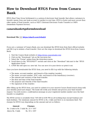 Fillable Online How to Download RTGS Form from Canara Bank Fax Email ...