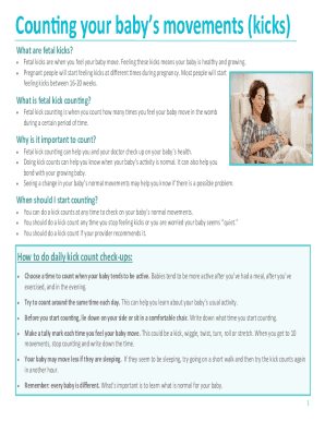 Fillable Online Kick Counts (Fetal Movement Counting): Purpose & How To ...