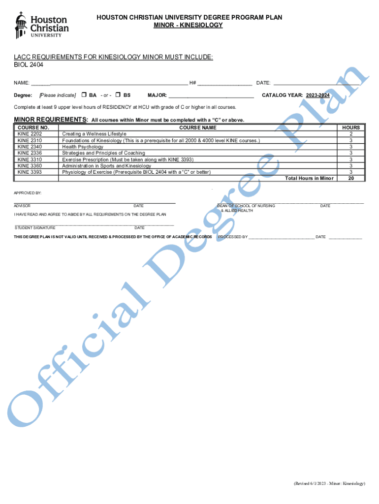 Fillable Online Kinesiology Allied Health Major Fax Email Print - pdfFiller