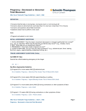 Fillable Online Pregnancy - Decreased or Abnormal Fetal Movement Fax ...