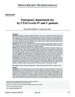 Fillable Online Emergency department use by CTAS Levels IV and V ...
