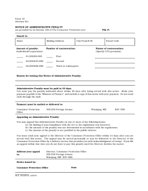 Fillable Online Notice of Administrative Penalty. M.R. 227/2006, Form ...