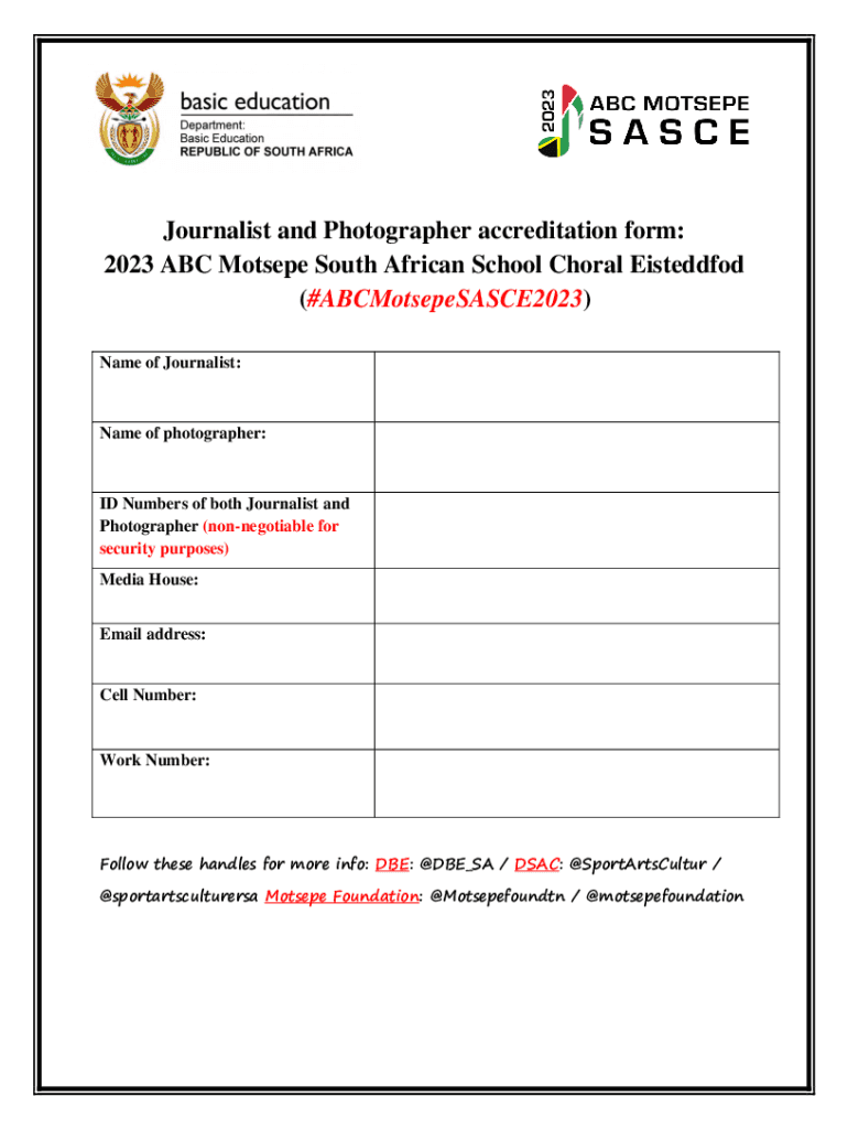 Fillable Online Journalist and Photographer accreditation form: 2023 ...