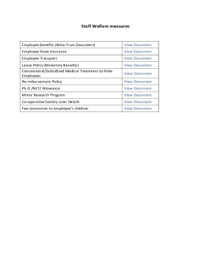 Fillable Online Staff Welfare measures Fax Email Print - pdfFiller