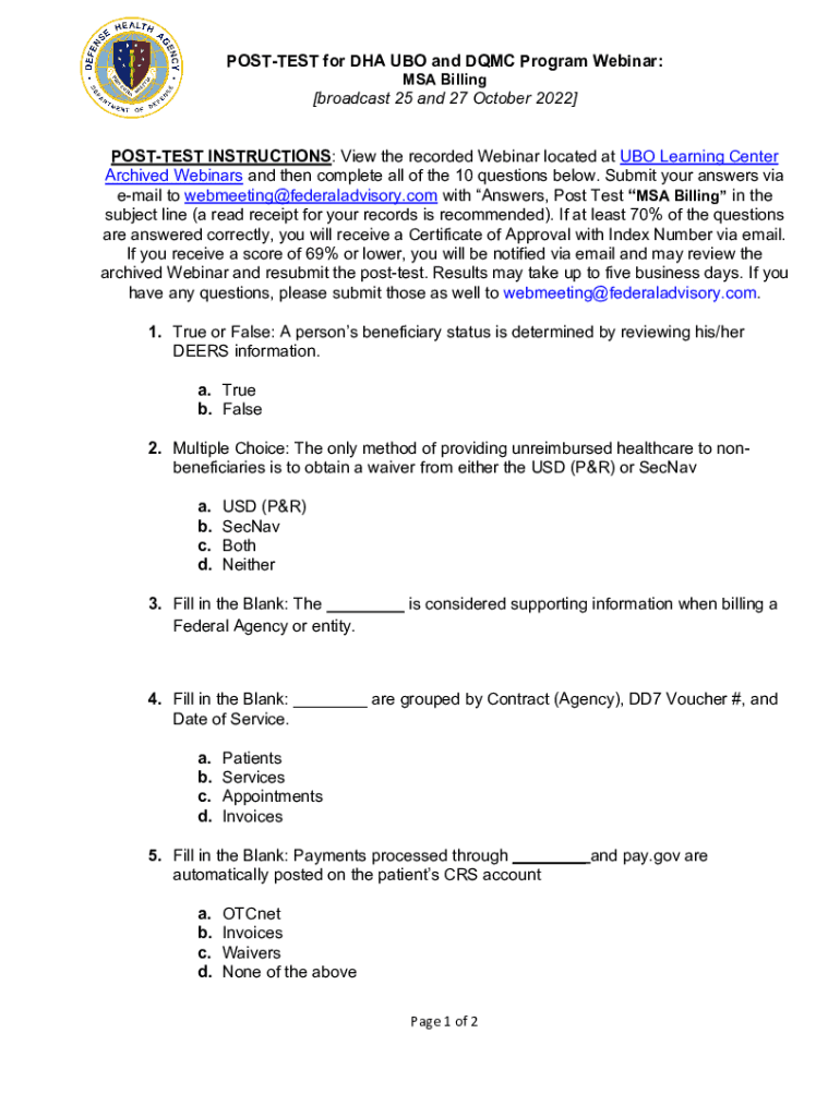 Fillable Online Defense Health Agency (DHA) Uniform Business Office ...