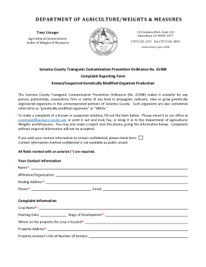 Fillable Online Known/ Suspected Genetically Modified Organism ...