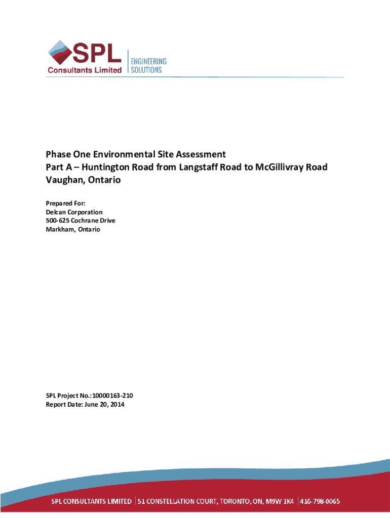 Fillable Online Phase One Environmental Site Assessment Part A ...