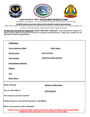 Fillable Online 1 Legal Assistance Office APPOINTMENT REQUEST FORM. All ...