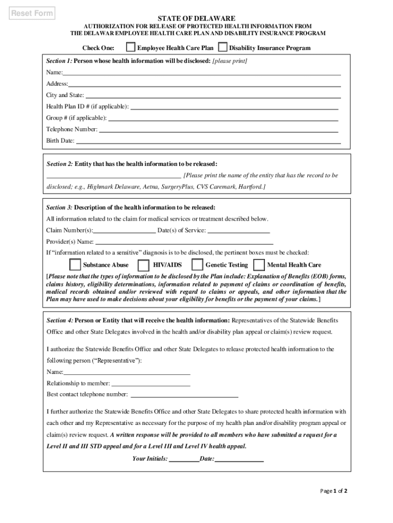 Fillable Online Forms - State of Delaware DHR Fax Email Print - pdfFiller