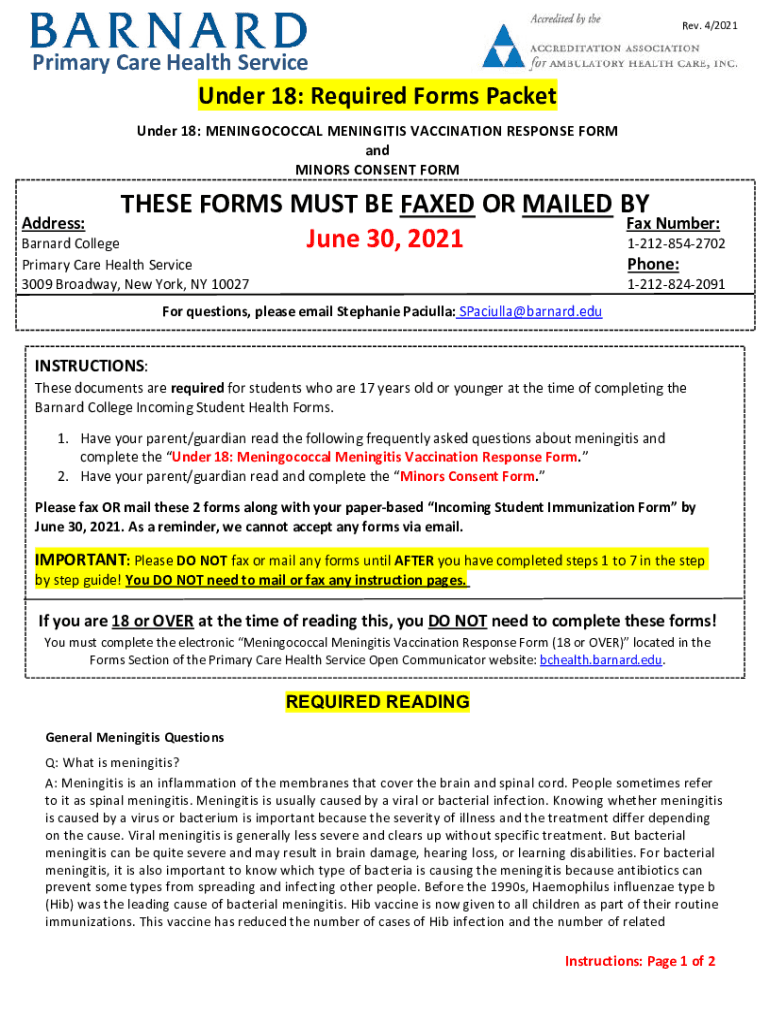 Fillable Online Under 18: Required Forms Packet Fax Email Print - pdfFiller