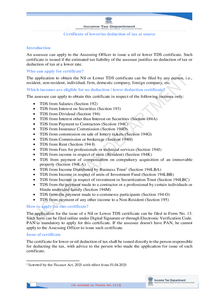 Fillable Online incometaxindia gov How NRIs can get lower, nil TDS ...
