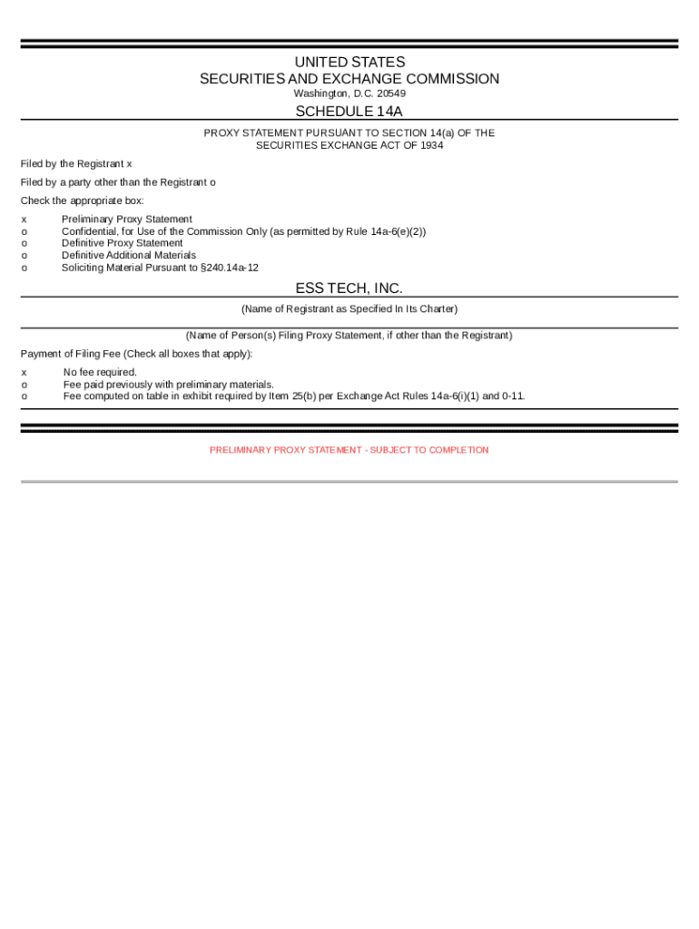 ESS Tech, Inc. ( - cloudfront.net Doc Template | pdfFiller