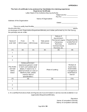 Fillable Online Performa-VIII The form of certificate to be produced by ...