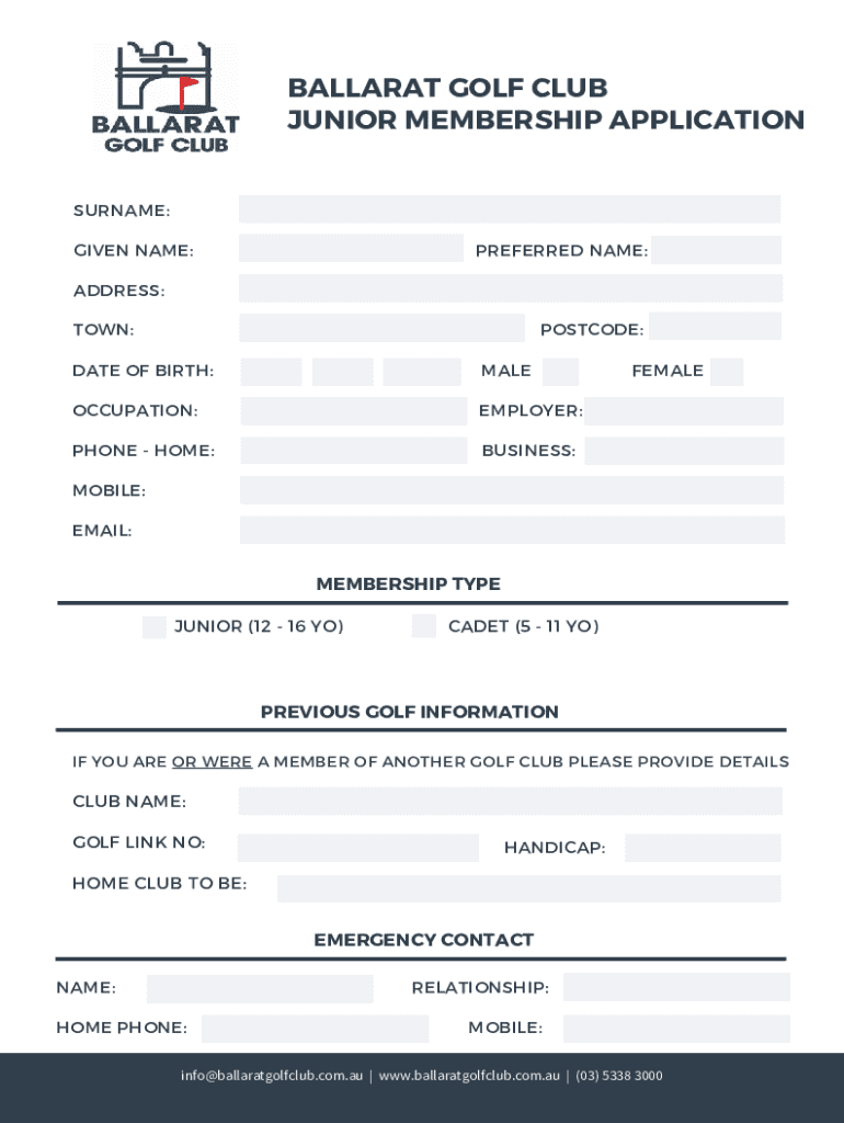 Fillable Online Golf Club Membership Form Templates Fax Email Print ...