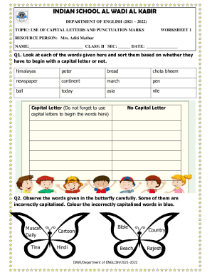Fillable Online I. Rewrite the following paragraph using capital ...