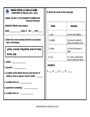 Fillable Online Match the words to their meanings: Fax Email Print ...
