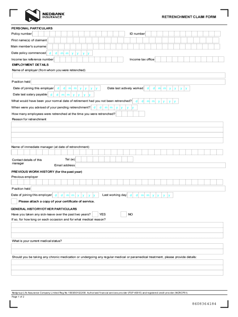 Fillable Online RETRENCHMENT CLAIM FORM Fax Email Print - pdfFiller