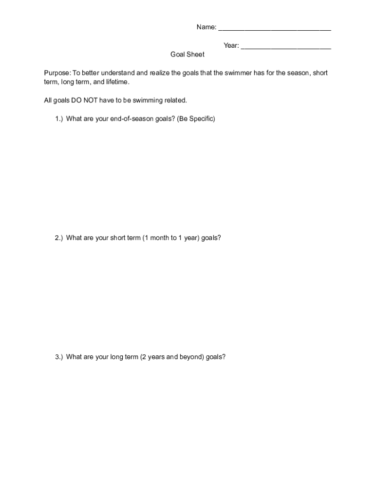 Fillable Online Goal Sheet - Template Fax Email Print - pdfFiller