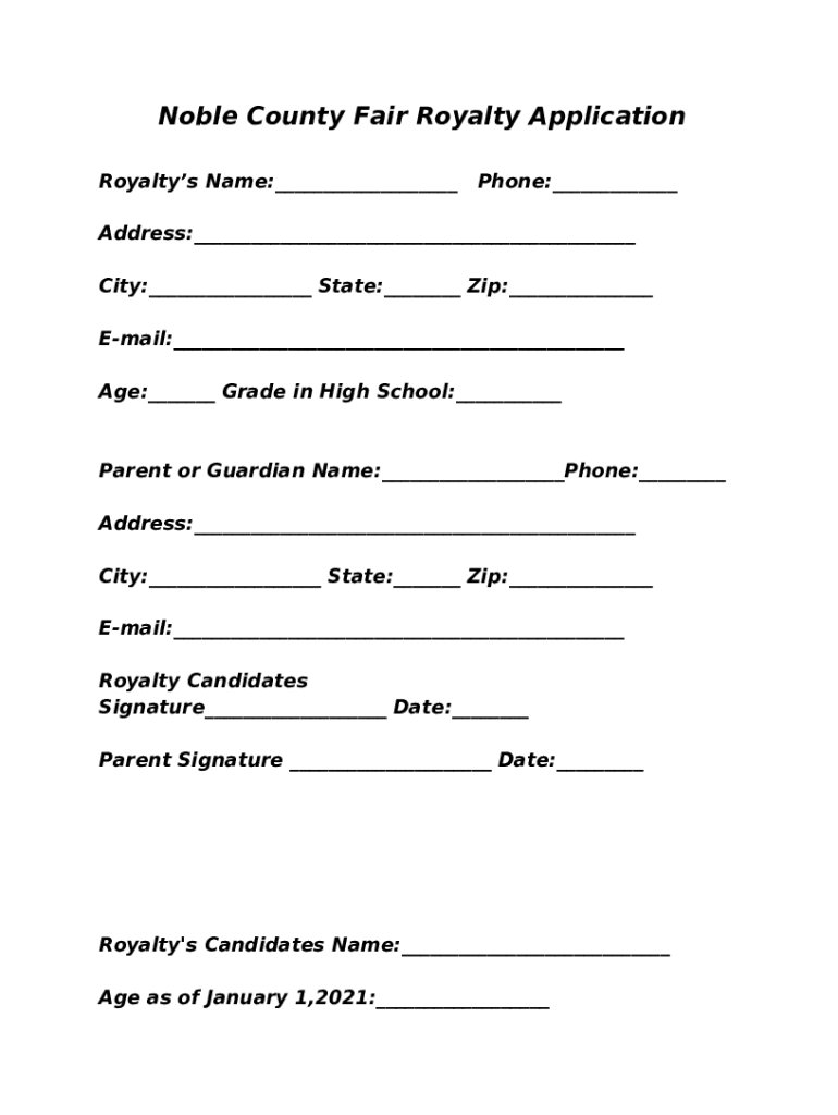 Noble County Fair Royalty Application ... - noble osu Doc Template ...