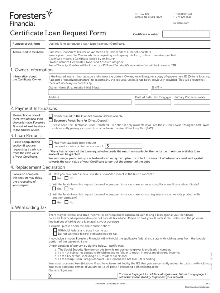 Fillable Online Certificate Loan Request Form Fax Email Print - pdfFiller