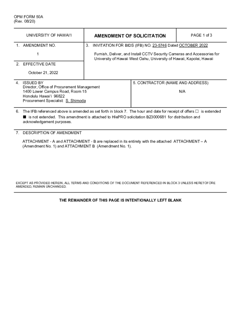 Fillable Online Form 50A - HIEPRO (No signature) Amendment to Solicitation Fax Email Print ...