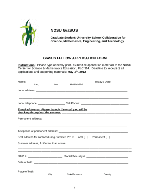 GraSUS FELLOW APPLICATION Doc Template | pdfFiller