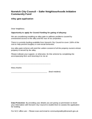 Consent Letter template. Alley gate application - property owner ...