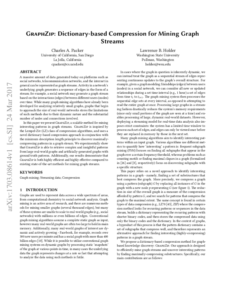Fillable Online Eecs Wsu Dictionary Based Compression For Mining Graph