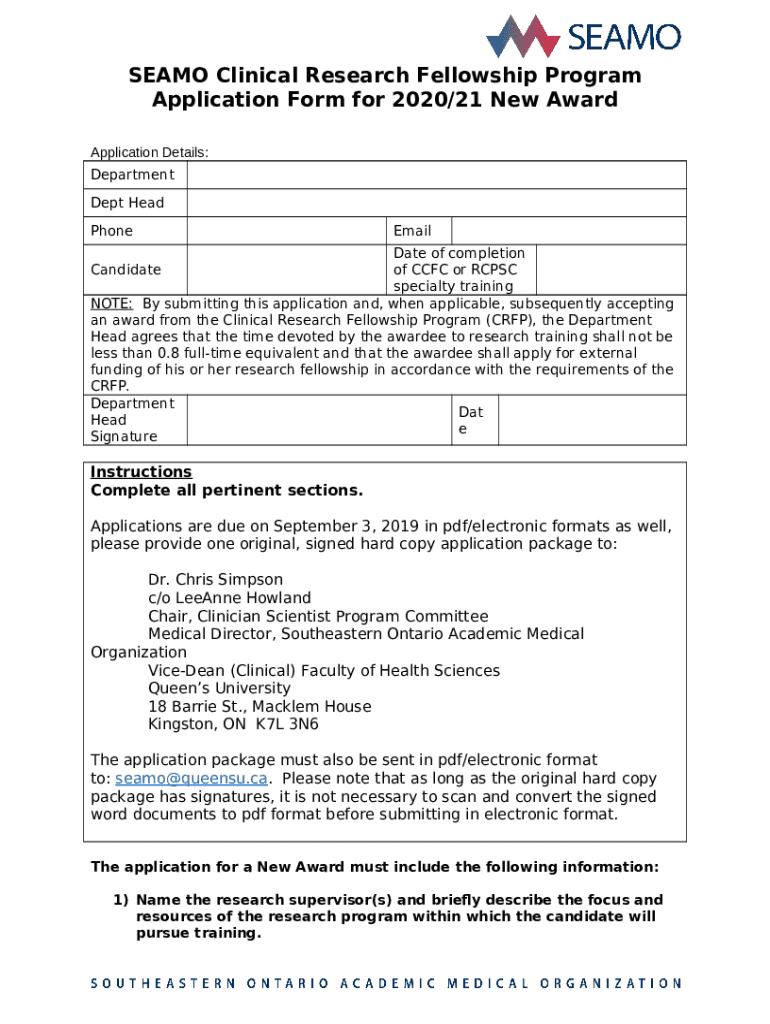 SEAMO Clinical Research Fellowship Program Application ... Doc Template ...