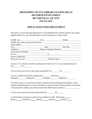 Fillable Online Employment Application - Mississippi County AR Sheriff ...