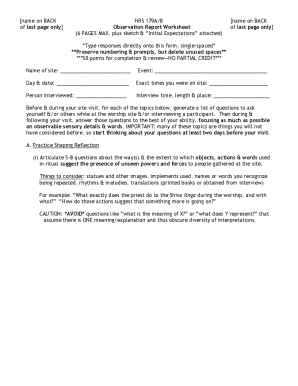 Fillable Online Observation Report Worksheet.pdf Fax Email Print - pdfFiller